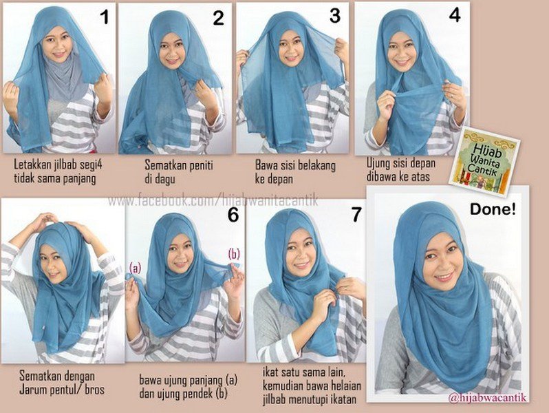 10 Gaya Hijab Segi Empat yang Beda. Buat Pipi Chubby Sampai Gaya Turban Ada!