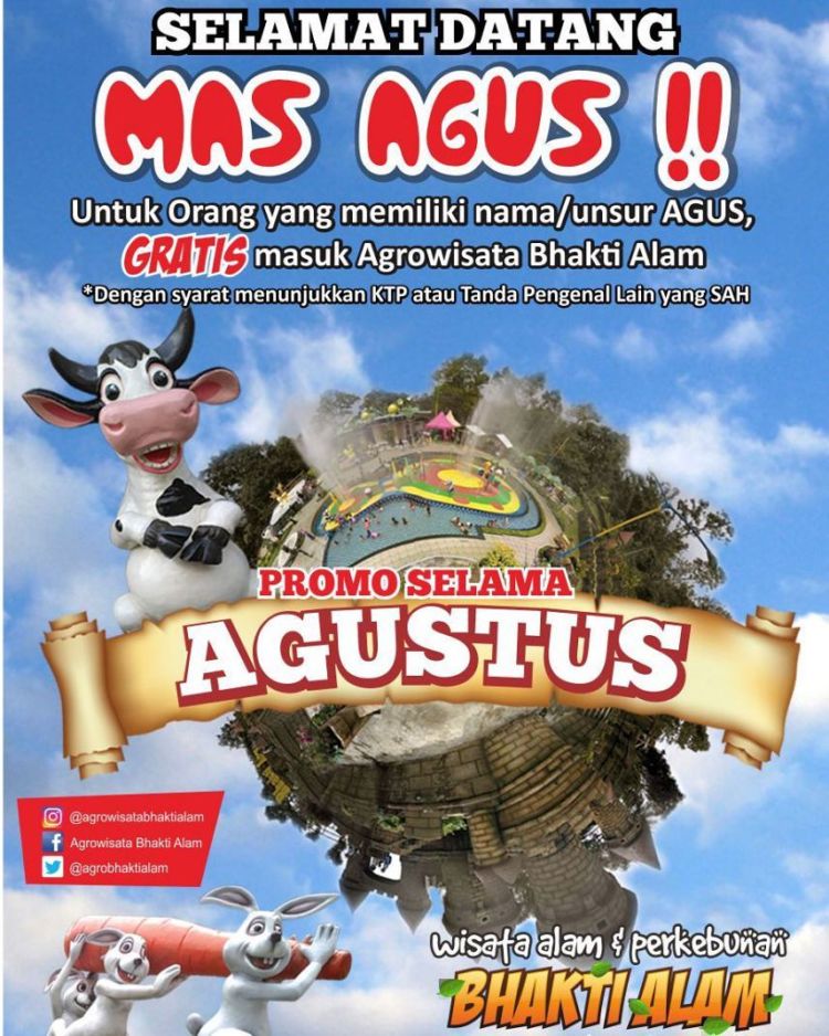Buat Kamu yang Bernama Agus, Ada Promo Masuk Wahana Wisata dan Makan ...
