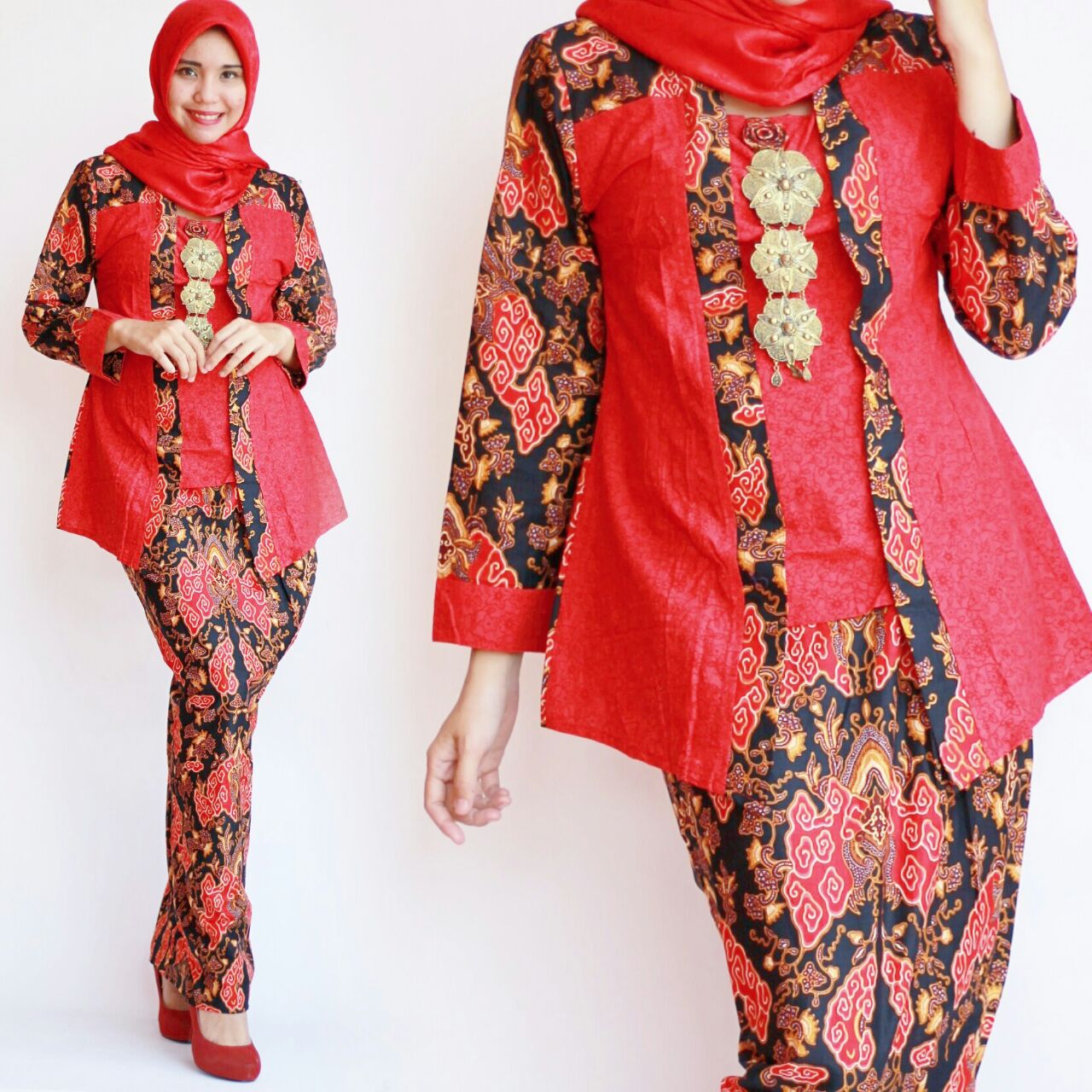 Inspirasi Tampil Meriah dengan Batik Merah. Dipakai Kondangan atau ...