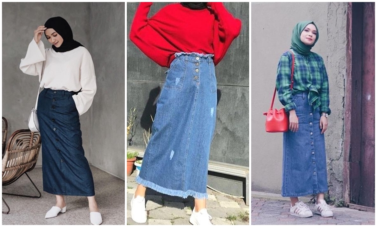 Biar Nggak Bosan, Ini Trik Memadukan Rok Jeans dan Atasan Longgar ...
