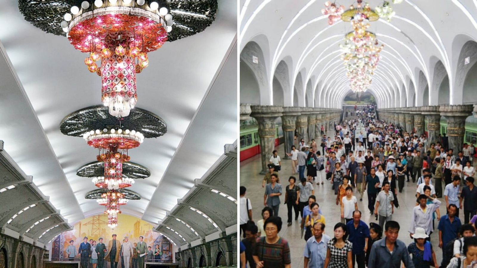 Potret Stasiun Metro di Kota Pyongyang, Korea Utara. Klasik, Elegan dan ...