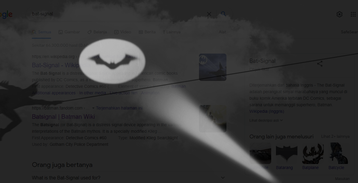 Bat-Signal Muncul di Google Doodle, Kamu Bisa Panggil Batman!