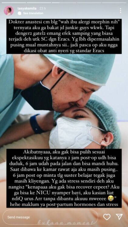Cerita Tasya Kamila Melahirkan Anak Kedua dengan Metode ERACS, Alami Alergi dan Pemulihan Lambat